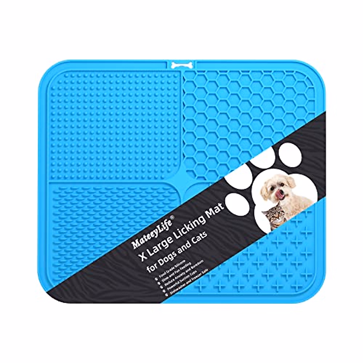 MateeyLife X Large Licking Mats for Dogs and Cats, Lick Mats with Suction Cups for Dog Anxiety Relief, Cat Peanut Butter Lick Pad for Boredom Reducer, Dog Slow Feeder for Bathing Grooming