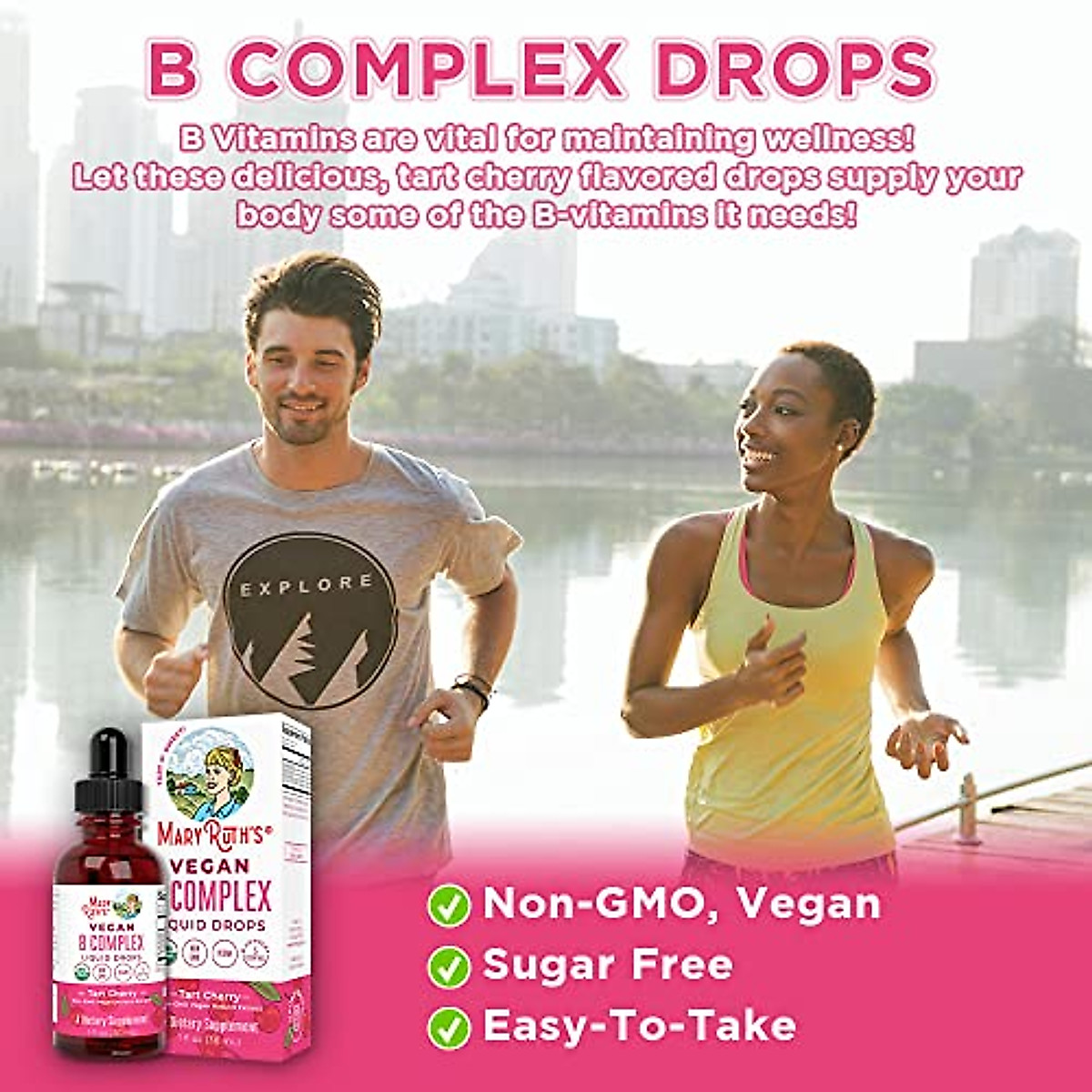 Vitamin B Complex with Biotin | B Complex Vitamin Supplement | 2 Month Supply | Liquid Vitamins for Hair Skin Nails | Energy Support Supplement | Vegan | Non-GMO | Gluten Free | 1 Fl Oz