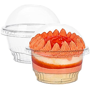 ALMOXVYE 100 Pack 5 oz Cups with Dome Lids, Plastic Clear Cups Disposable Dessert Cups Ice Cream Cups for Dessert, Cupcake, Salad, Fruit