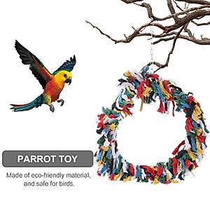 Bird Snuggle Ring-Parrot Cotton Preening Grooming Ropes Colorful Hanging Swing for African Grey Small Cockatoos Conure (Random Color)