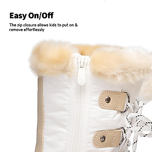 DREAM PAIRS Boys & Girls Faux Fur-Lined Ankle Winter Snow Boots,Size 2 Little Kid,Beige/White,FORESTER