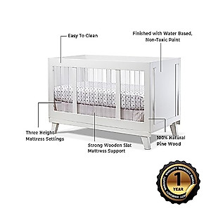 Sorelle Furniture Uptown Panel Crib, Modern Wood and Clear Acrylic Baby Crib, Made of Wood and Easy to Clean Acrylic, Non-Toxic Finish, Contemporary Baby Bed-White