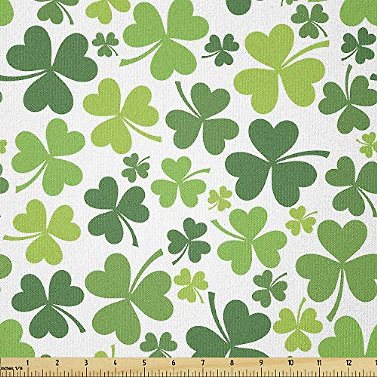 Ambesonne Clover Fabric by The Yard, St Patrick's Day Pattern with Irregular Continuous Shamrocks, Stretch Knit Fabric for Clothing Sewing and Arts Crafts, 1 Yard, Green Lime