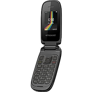 Polaroid Link A2 Flip Phone 2G GSM Unlocked Dual Sim Bluetooth Radio FM Mp3 Player, Black (Worry-Free 12-Month Warranty Included)