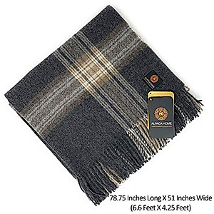 Alpaca Home | Tartan Plaid Alpaca Throw Blanket | 100% Baby Alpaca Wool in Natural Shades | 6.6 Feet Long X 4.25 Feet Wide | Hypoallergenic, Soft & Cozy (Campfire Plaid)