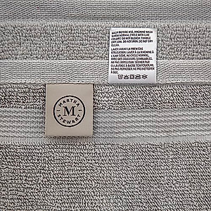 MARTHA STEWART 100% Cotton Bath Towels Set Of 6 Piece, 2 Bath Towels, 2 Hand Towels, 2 Washcloths, Quick Dry Towels, Soft & Absorbent, Bathroom Essentials, Towel Sets For College Dorm, Textured Gray