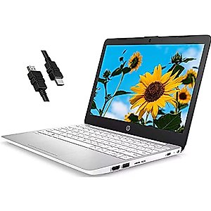 HP Stream 11 Laptop Computer 11.6" HD WLED Anti-Glare Intel Celeron N4000 Processor 4GB RAM 32GB eMMC Office 365 for 1 Year USB-C Win10 + HDMI Cable