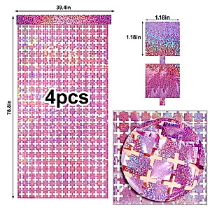 4 Packs Disco Foil Curtain, Silver Metallic Backdrop for Birthday, Bachelorette Party, 70s 80s 90s Theme Disco Party Decorations Supplies