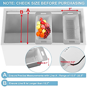 Adjustable Deep Freezer Organizer Bins, 2-PACK Chest Freezer Baskets, Expandable Freezer Storage Bins with Handle, Freezer Organization Accessories for Kitchen (Grey)