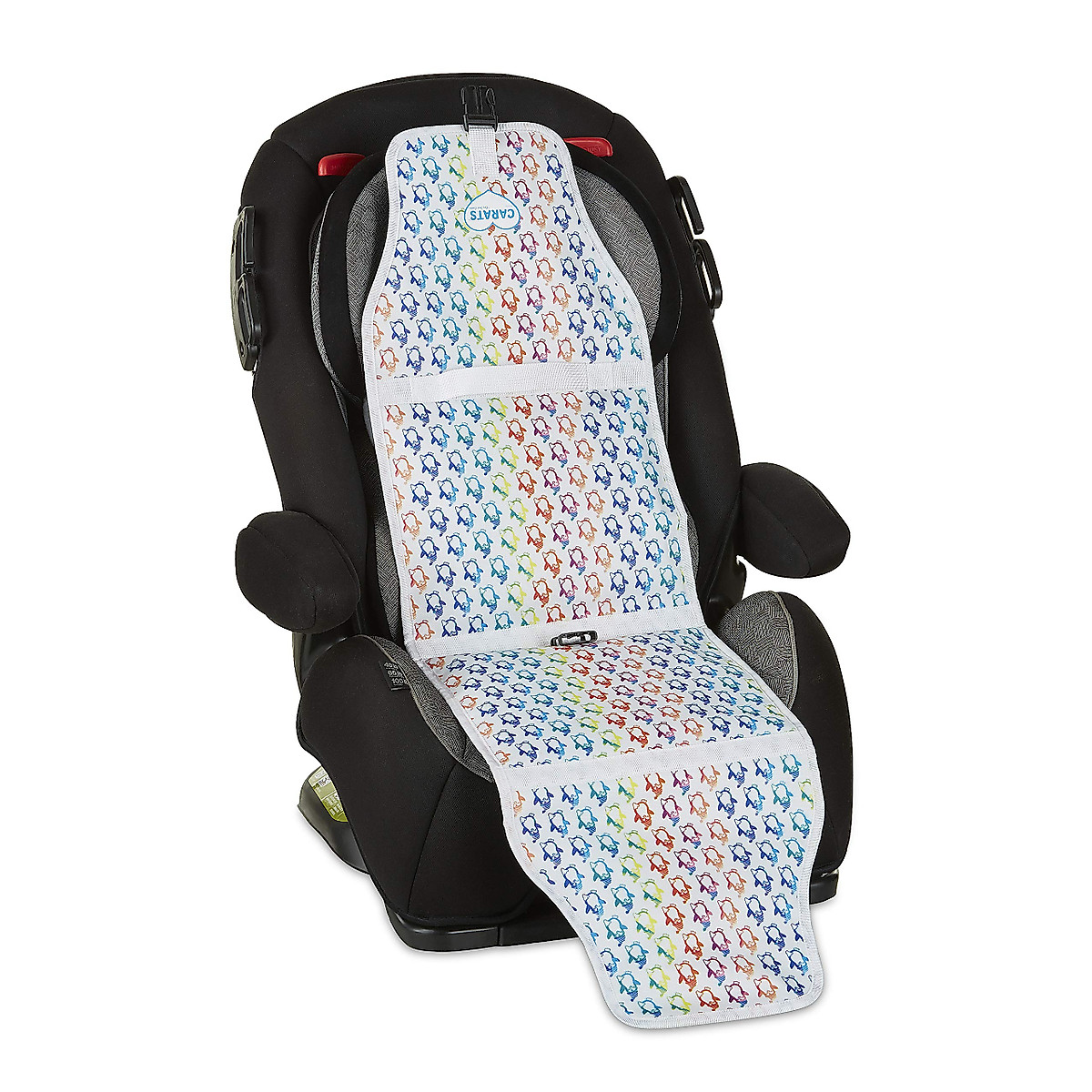 Carats Car Seat Cooler for Baby with COOLTECH - Baby Car Seat Cooling Pad (Penguin Rainbow)