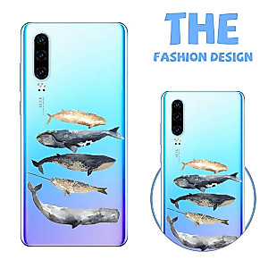Suhctup Flexible Silicone Gel TPU Bumper Case for Huawei Honor 8C Transparent Anti-Shock Protective Cover 5 Fish Design