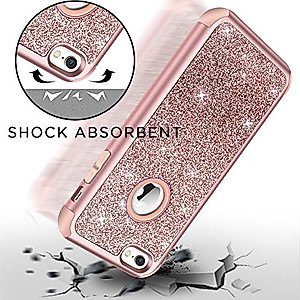 Hython Compatible with iPhone 6/6s Case, Heavy Duty Full-Body Defender Protective Case Bling Glitter Sparkle Hard Shell Hybrid Shockproof Rubber Bumper Cover for iPhone 6 and 6s 4.7-Inch, Rose Gold