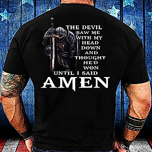 ATMTEE The Devil Saw Me with My Head Down T-Shirt, Christian T-Shirts for Men, Knight Templar Religious T Shirt (as1, Alpha, xx_l, Regular, Regular, Black)