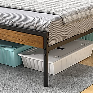 Alkmaar 12 Inch Full Size Bed Frame Platform with Headboard and Footboard No Box Spring Needed Metal-Wood Platform Bedframe, Easy Assembly