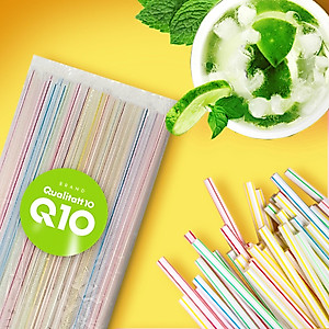 QUALITATT 10 Brand Box, Sabores Sparkling Water Variation Collection, Lime,Tangerine, Blueberry, Box 24 Count 8 Each + 80 Disposable Food Grade Plastic Straws by QUALITATT 10 Brand