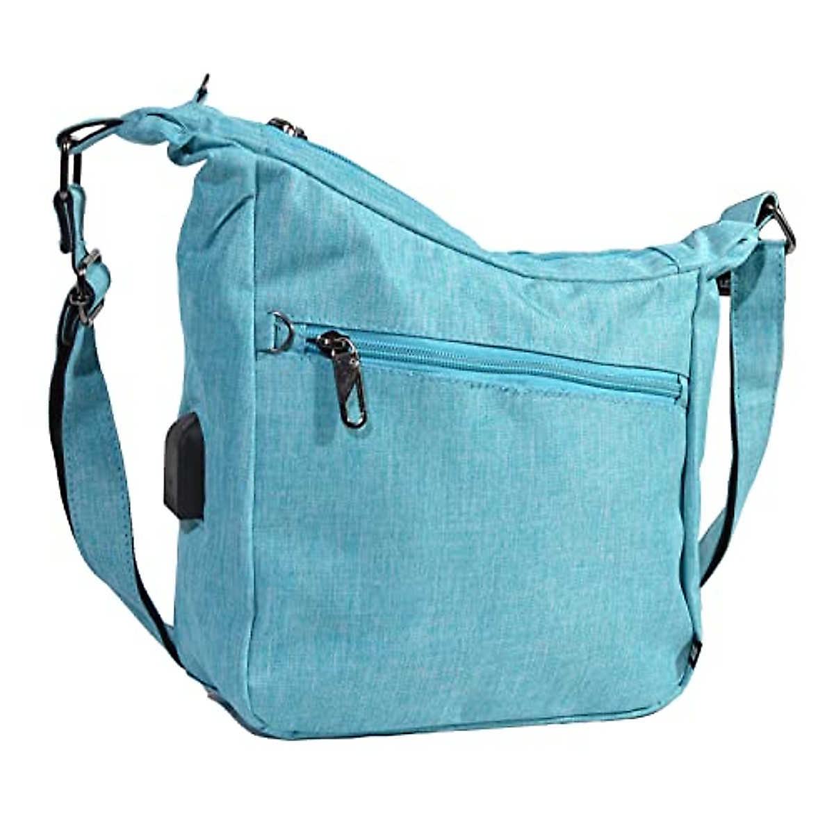 Nupouch Crossbody Anti-theft Bag Adjustable Strap USB Charging Port (Light Blue)