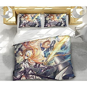 AKARDO Fate Grail War Anime Duvet Cover Soft 3D Printed Bedding Set with Comforter Cover 3 Piece Set Includes 2 Pillowcases and 1 Duvet Cover Machine Washable (08,Full (79"x90"))