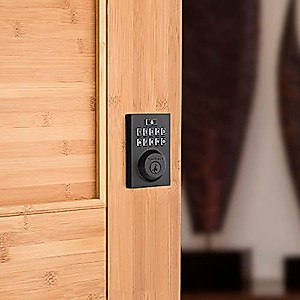Kwikset 914 Contemporary Keypad SmartCode Electronic Deadbolt Smart Lock featuring SmartKey Security and ZigBee 3.0 Technology in Matte Black