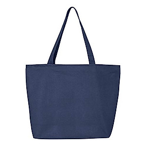 shop4ever® Mother of the Bride Heavy Canvas Tote with Zipper Reusable Shopping Bag 12 oz Navy 1 Pack