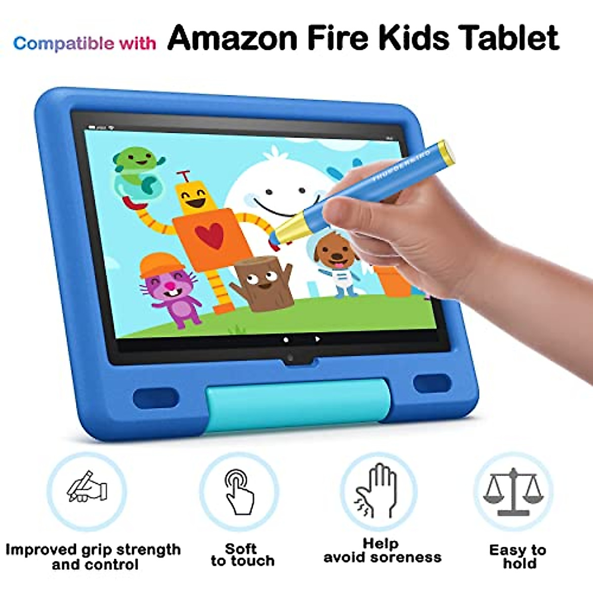 TM Kids Stylus Pens for Amazon Fire Tablet, Crayon Pencil Stylus for Touch Screen, Toddler Stylus for iPhone iPad Air Mini Pro, Amazon Fire HD Kids Pro Tablet, Leapfrog Epic LeapPad (2 Pack)