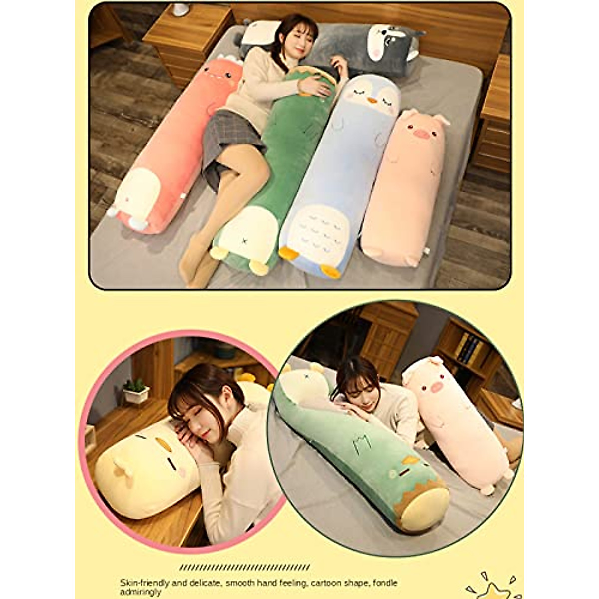 MUPI Long Plush Cute Body Pillows Cuddle Pillow Sleeping Big Pillows for Bed Kids Body Pillow Animal Shaped Pillow Boyfriend Pillow Toy Gift for Girlfriend （Bear 27 Inch ）