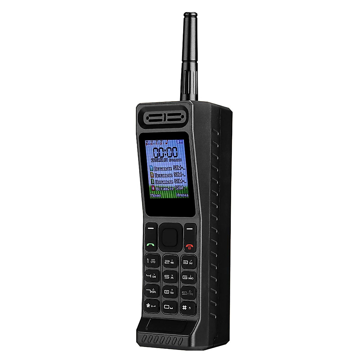 Retro Brick Shape Mobile Phone, W2 Unlocked Big Cellphone 2G Retro Bluetooth Cell Phone 1.77in Screen 4800mAh Power Bank Support Four Card Four Standby (Black)