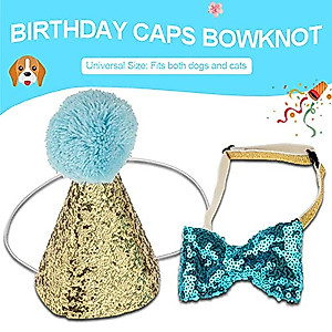 Dog Birthday Bandana Scarf,Cat Bandana for Cats,Small Cat Dog Birthday Party Supplies, Birthday Party Hat with Cute Bowknot Accessories for Cats Small Dogs,Outfit for Birthday Party(Blue)