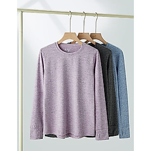 3 Pack: Youth Girls Long Sleeve Shirts Active Dry Fit Athletic Performance Clothes Kids Teens Sports Tees with Thumbholes (Set 1, Small)