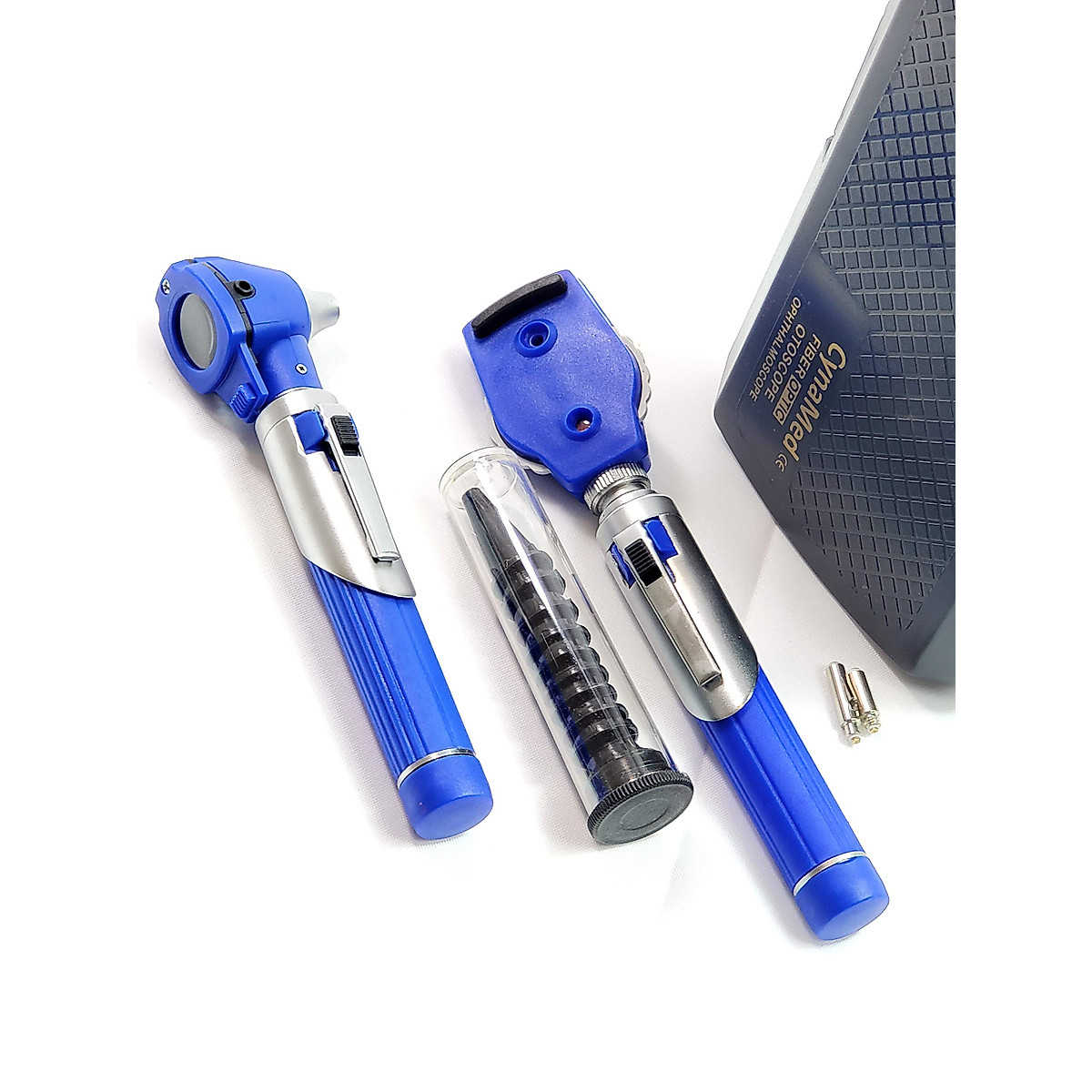 Premium Double Handle Otoscope Set -Otoscope/Great for School -Cynamed (BLUE)
