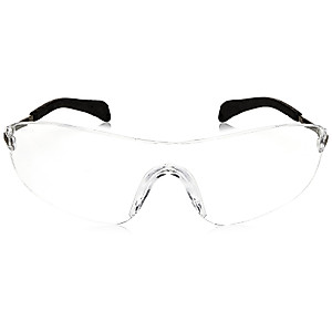 MCR Safety Glasses S2210AF Blackjack S22 Series Clear Lens with UV Protection and Anti-Fog Coating, Chrome Metal Temple Frameless Design, 1 Pair