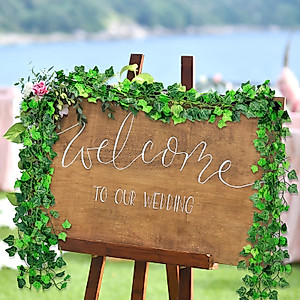 TELDRASSIL 24pcs 180 Feet Fake Ivy Leaves Fake Vines, Artificial Ivy Garland Greenery Artificial Hanging Plants for for Wall Party Wedding Home Indoor Outdoor Decor(Dark Green, Light Green)