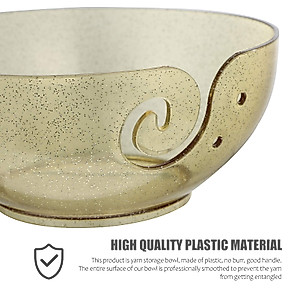 MILISTEN Plastic Yarn Bowl, Knitting Yarn Bowl with Hole, Clear Golden Yarn Holder for Knitting & Crocheting Yarn Ball Holder