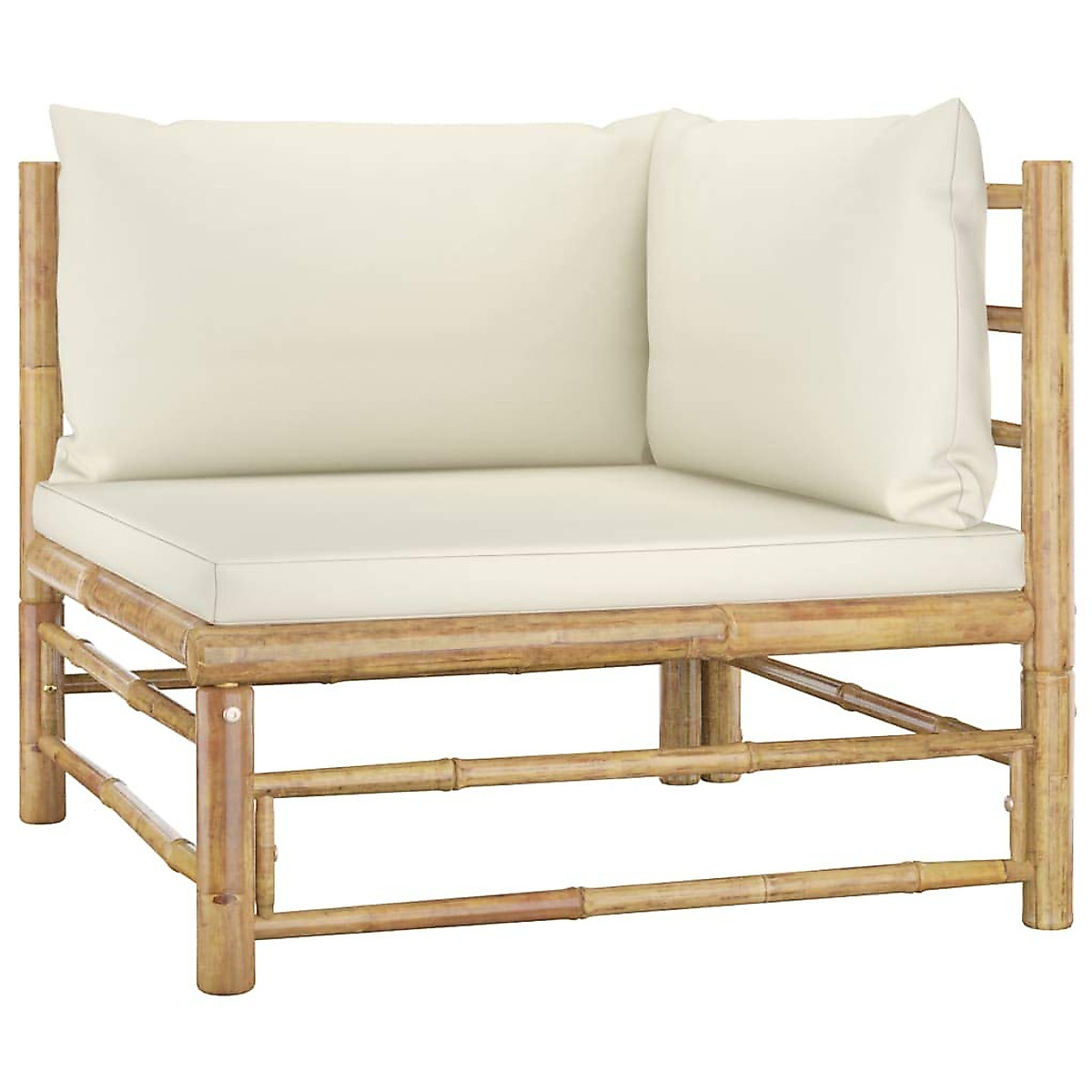 vidaXL Patio Lounge Set 9 Piece, Sectional Sofa for Outdoor, Patio Furniture with Cream White Cushions, Coffee Table, Scandinavian Style, Bamboo