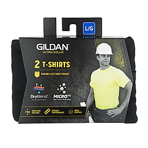 Gildan mens Dryblend Workwear T-shirts With Pocket, 2-pack T Shirt, Safety Green, Large US