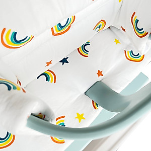ZARPMA Highchair Cushion Compatible with Stokke Tripp Trapp Chiar High Chair Insert Cotton Fabric Cover Filled with Cotton Padding (White Rainbow)