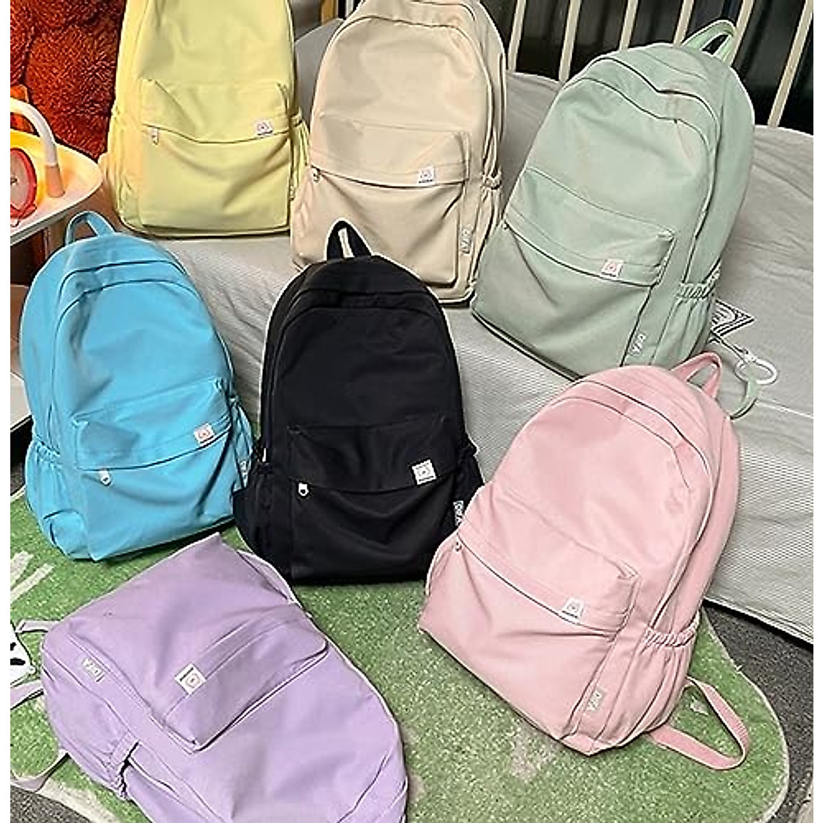 Difa Backpack, Difa’s Bear Plain Backpack, Sage Green Backpack Kawaii Cute Backpack Large capacity Casual Aesthetic Backpack