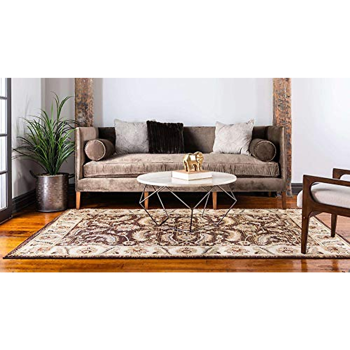 Unique Loom Voyage Collection Traditional Oriental Classic Intricate Floral Design Area Rug (2' 2 x 3' 0 Rectangular, Brown/Gold)