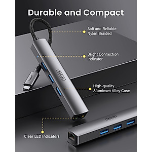 USB C to Ethernet Adapter, SAILLIN USB C Hub with RJ45 Gigabit and 3 USB 3.0 Ports, Thunderbolt 3 Multiport Adapter Hub 4 in 1 for MacBook Pro/Air, iPad Pro, iMac, Dell XPS, Surface Pro, Chromebook