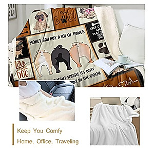Sleepwish Pug Dog Blanket Funny Animal Soft Fleece Throw Blanket Cute Pug Cozy Fuzzy Warm Fleece Plush Throw Blanket for Couch Bed Sofa Throw(50"x60")