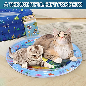 Water Sensory Playmat for Cats, Thickened Upgraded Cat Dog Toys Bored Pet Animals Cat Kicker Toys Self Play Mat, Interactive Toys Pet Water Sensory Mat Pad Pet Cooling Mat Indoor Outdoor Exercise