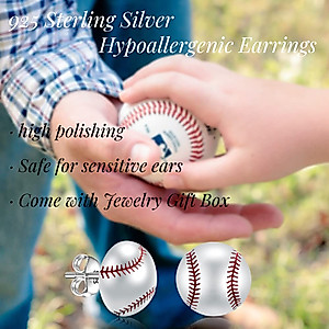 Baseball Stud Earrings Softball Dodger 925 Sterling Silver Jewelry Gifts for Unisex Women Men