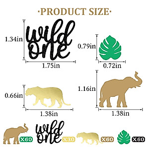 Jungle Safari Wild One Confetti, Tropical Leaf, Animal Confetti, First Birthday, Safari Tropical Party Decrations, 210 Pcs
