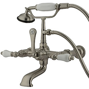 Elements of Design DT5418PL Hot Springs Wall Mount Clawfoot Tub Filler with Hand Shower, Satin Nickel