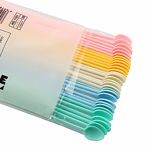 AXLIZER 60PCS Candy Color Plastic Mini Coffee Tea Beverage Blender Plastic Disposable Coffee Tea Beverage Stirrers Spoon Sticks Adjusting Sauce Disposable Stick Tool