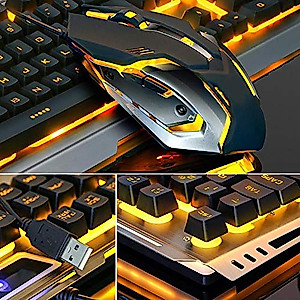 USB Wired Gaming Keyboard with Multimedia Function Keys Backlit Ergonomic Gaming Keyboard Mouse Set for Laptop PC