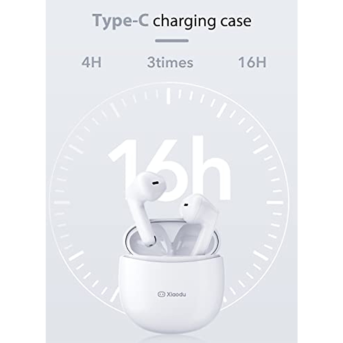 XIAODU Smart Wireless Earbuds, Voice Note Lightweight Headphone, with 13mm Dynamic Driver Unit and Type-C Charging Case, Mic, Sweat Proof, in-Ear Stereo Earphones for Sports