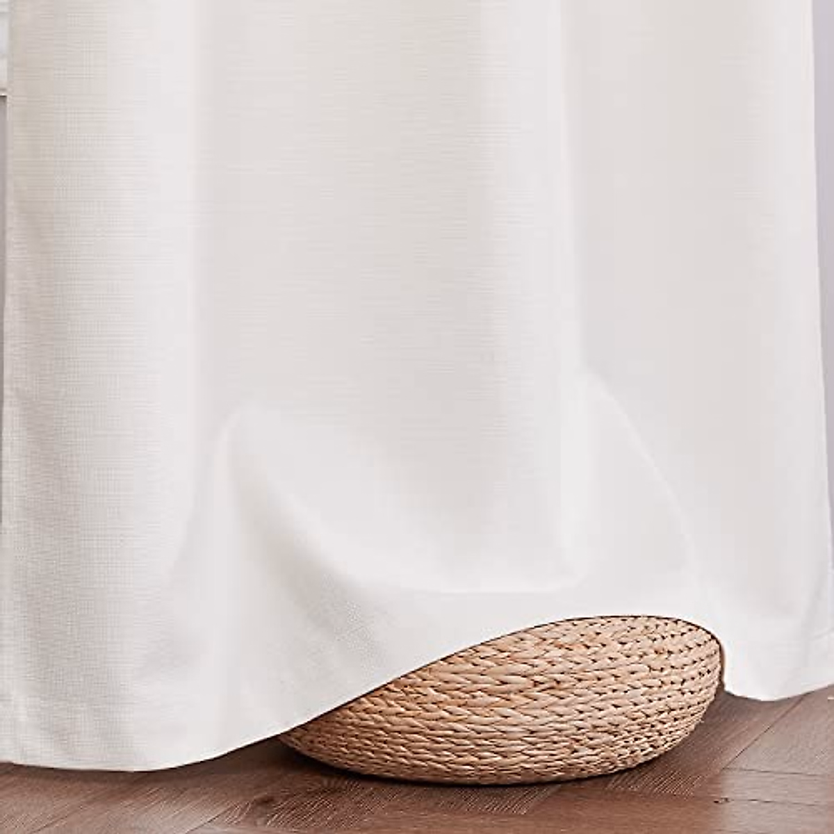 COLLACT White Curtains 84 Inch Length 2 Panels Set Linen Textured Casual Weave Living Room Curtain Light Weighted Drapes for Bedroom Grommet Top Light Filtering Farmhouse Window Treatments