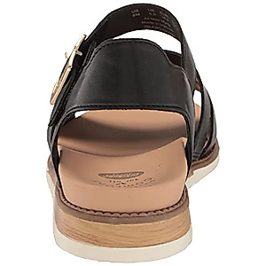 Dr. Scholl's Shoes Women's Island Glow Strappy Flat Sandal,Black Smooth,8.5