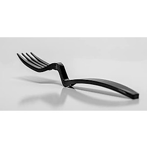 Go Touchless! Ergonomic Flatware Cutlery Set for 12 | Fork, Spoons & Knives Silverware Utensil Set | Reusable Dinnerware Sets Plastic Top Rack Dishwasher Safe | Black Flatware 36 Count