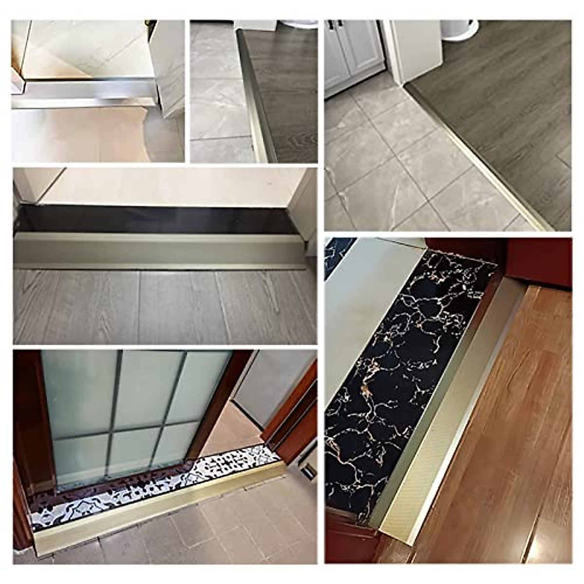 Transition Strip Metal Threshold Strip for Carpet to Floor, Black Non-Slip Edging Trim Strips for Uneven Floors/Vinyl Planks/Wood to Tile, Easy to Install